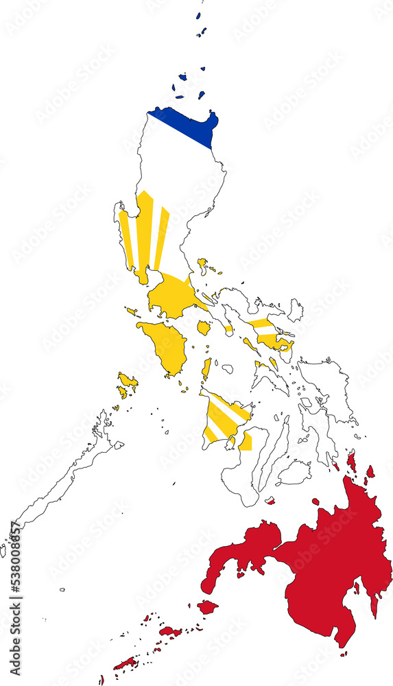 Philippines Map Flag. Filipino Border Boundary Country Shape Nation ...