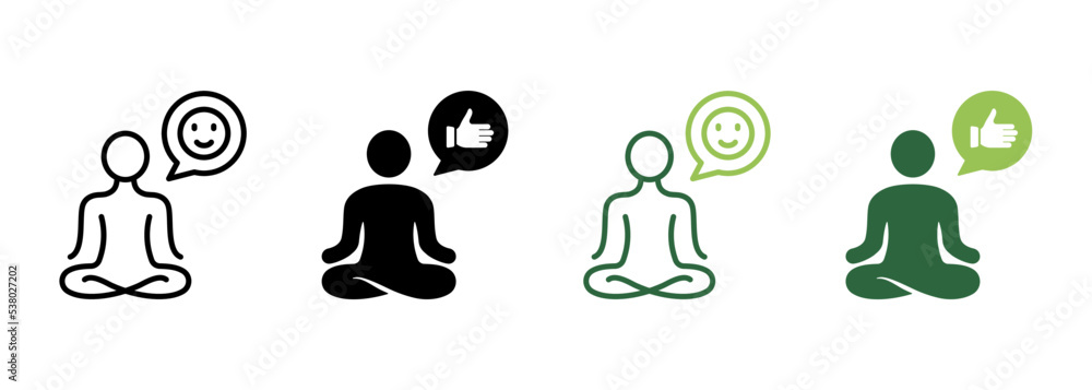 Emotional Harmony Balance Silhouette and Line Icon. Wellbeing Calm Rest ...