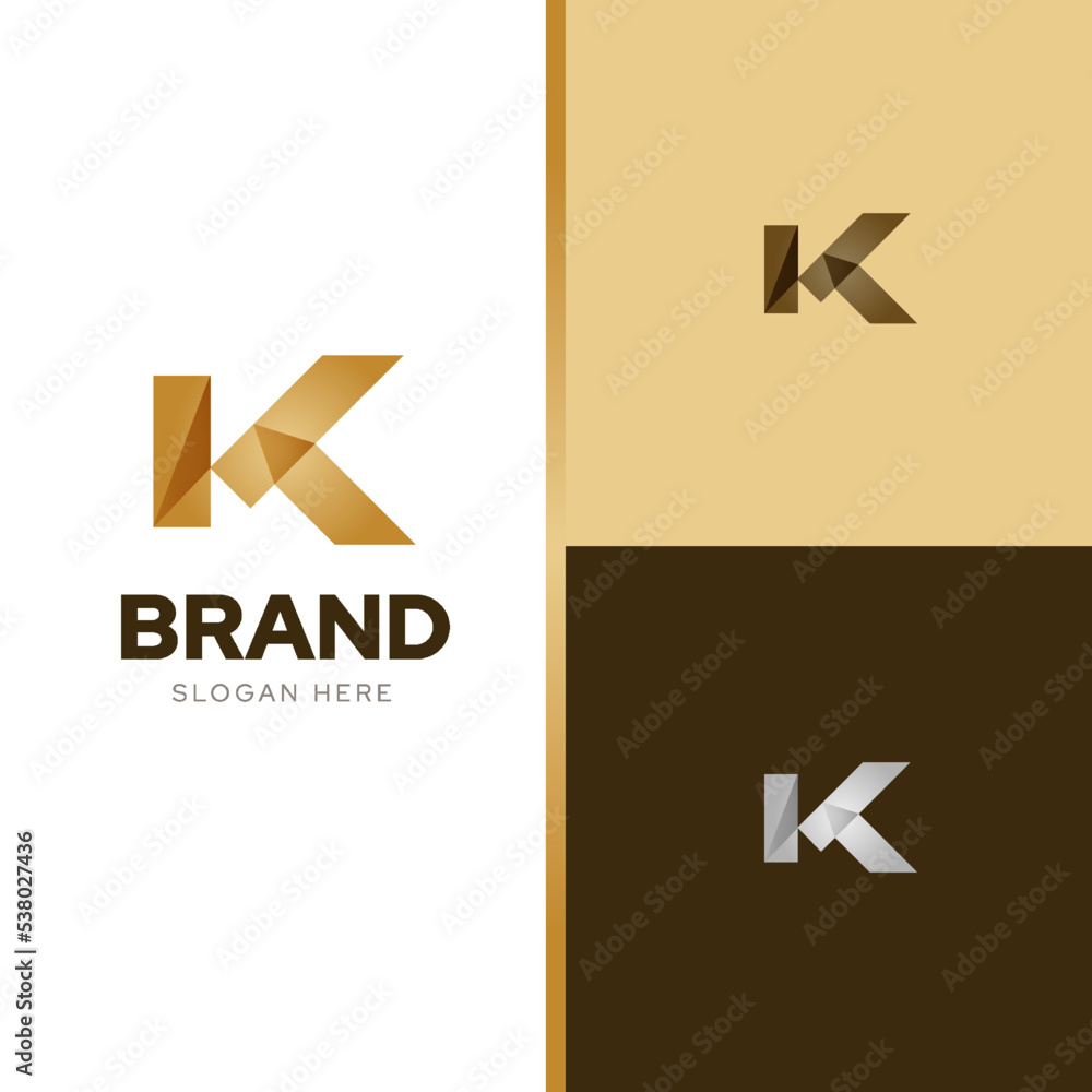 Letter k simple shape logo design template vector with three-color ...