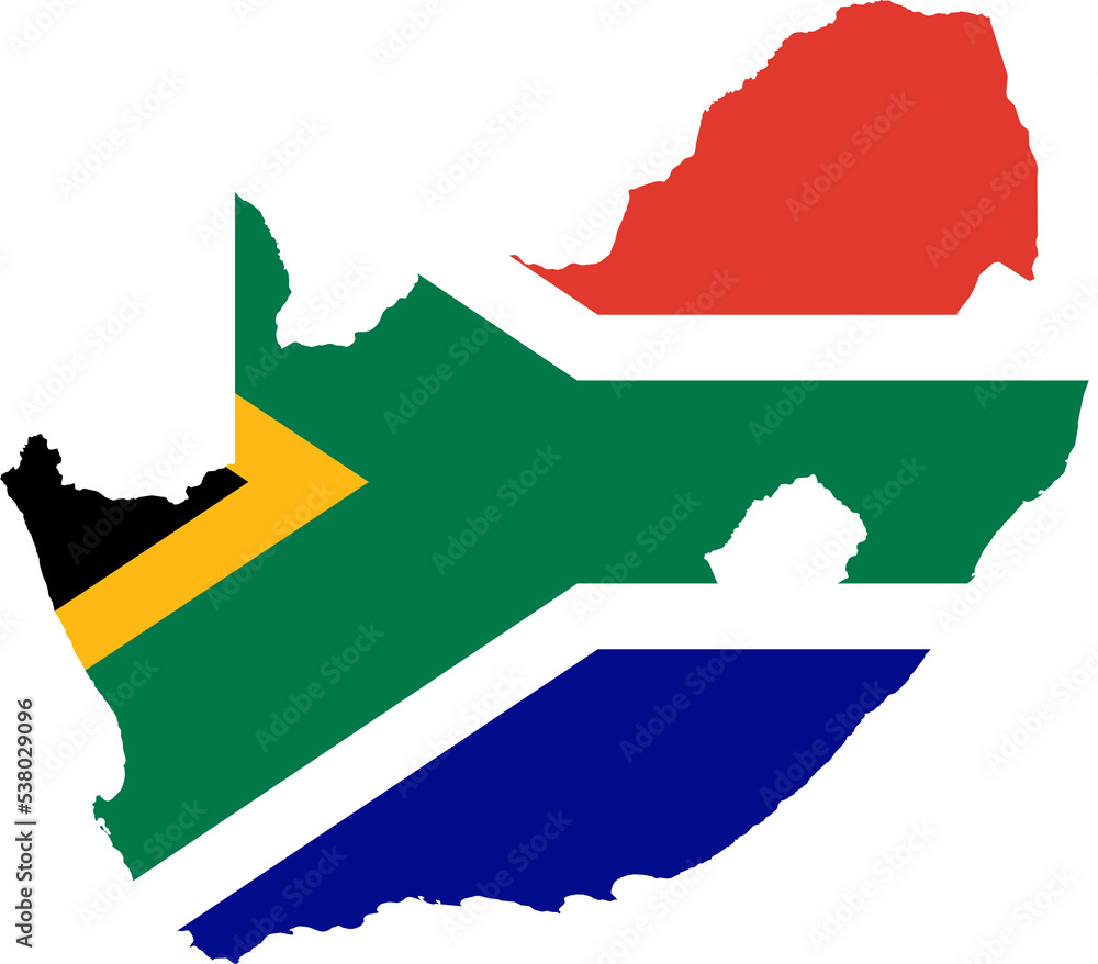 South Africa Map Flag. South African Border Boundary Country Shape ...