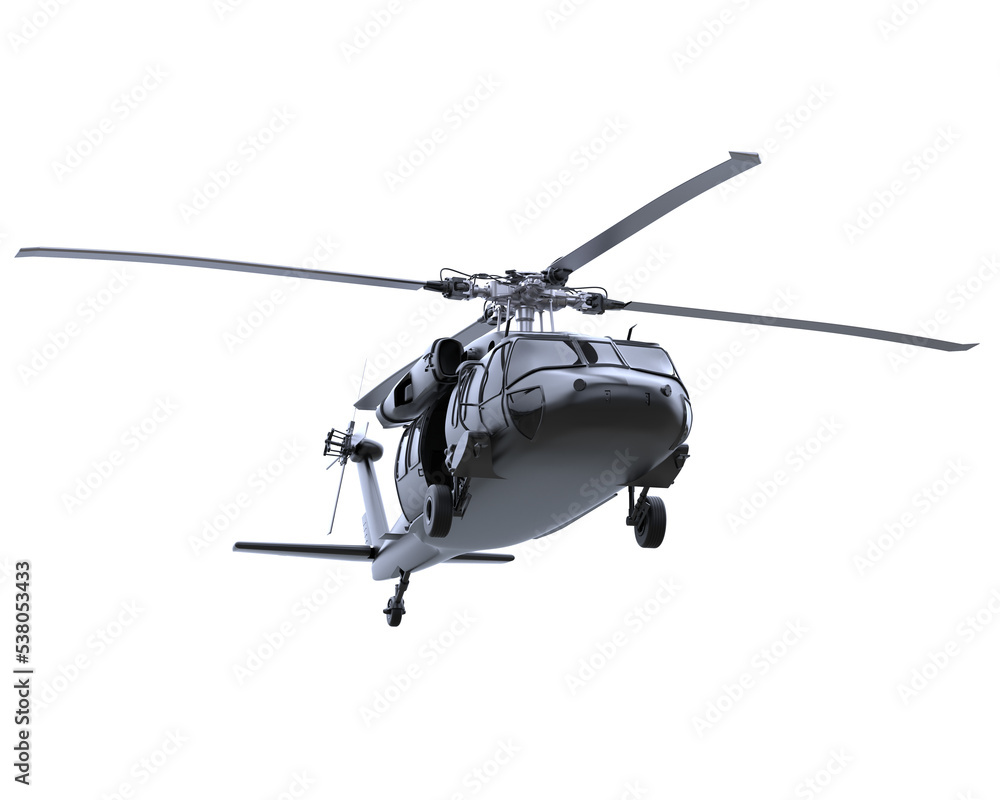 War helicopter on transparent background. 3d rendering - illustration ...