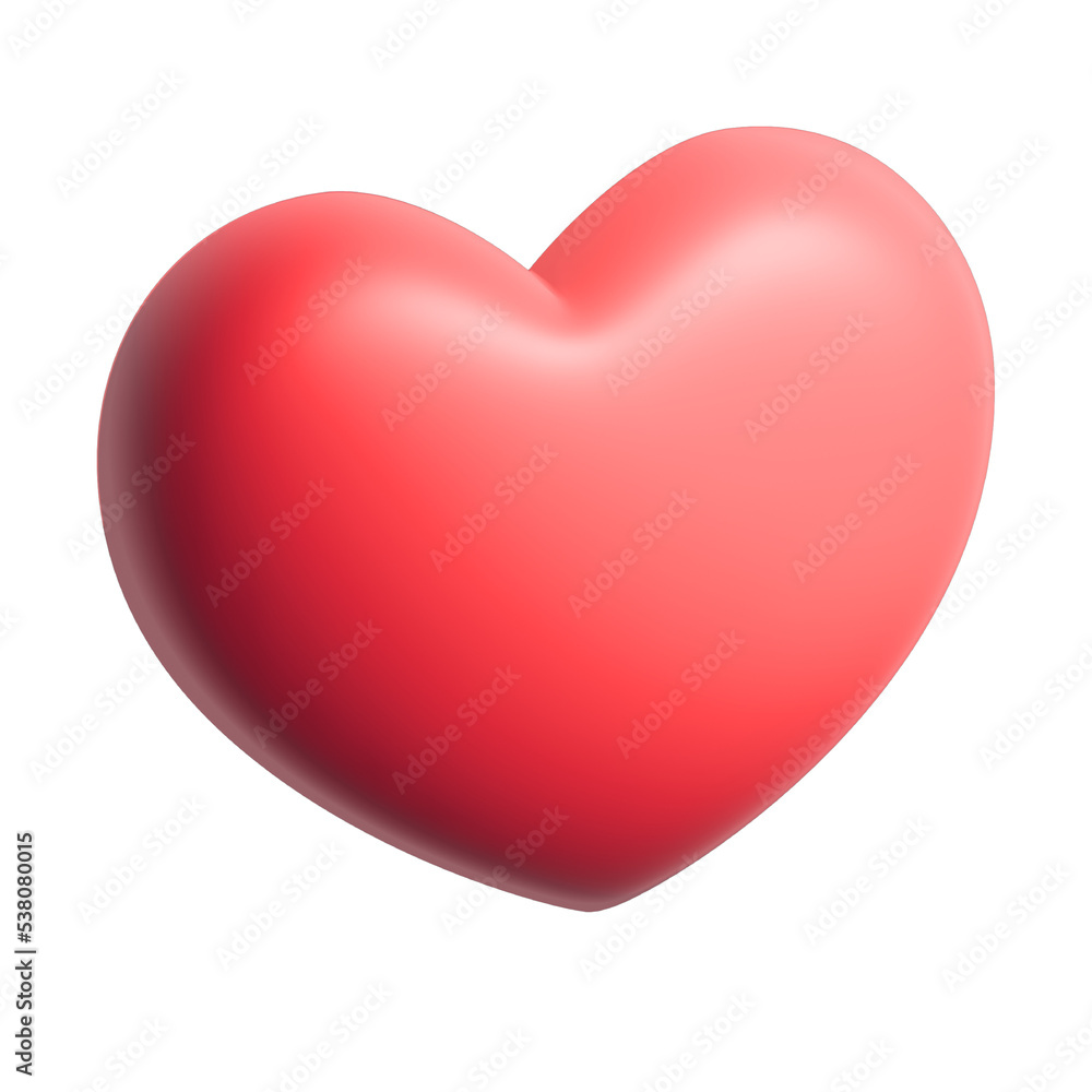 3D red heart isolated on white background. 3d rendering of a velvety ...