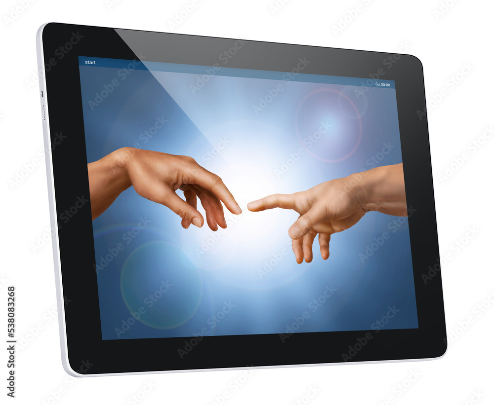 The Creation of Adam, a modern take on the painting with a touchpad ...