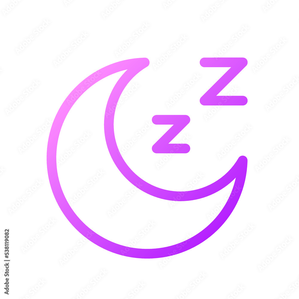 Sleep pixel perfect gradient linear ui icon. Sleeping mode. Muted sound. Relaxation time ...