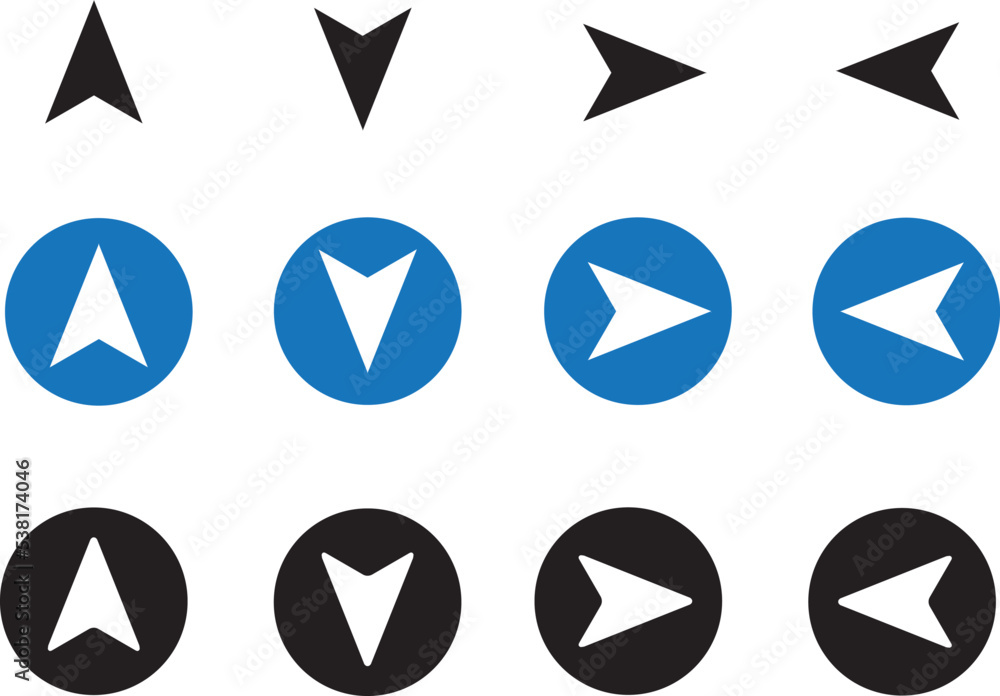 Vector compass icons of north, south, east and west direction. Map ...