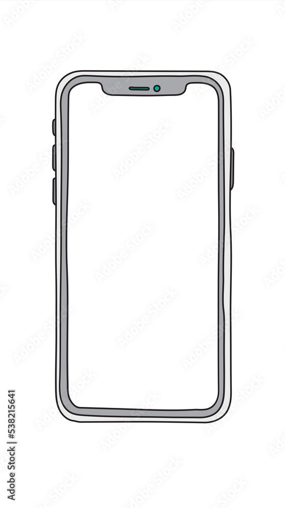 Marco ilustrado de celular dibujo a mano alzada, para colocar sobre una ...