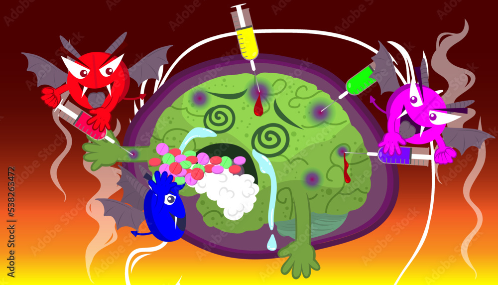 negative effect of drugs abuse for the brain damage, say no to drugs ...