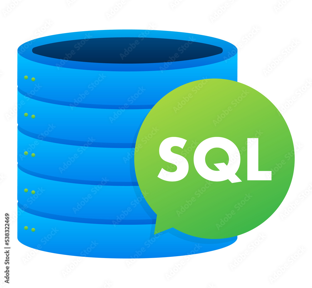 SQL - Structured Query Language icon, label. Internet Security and ...