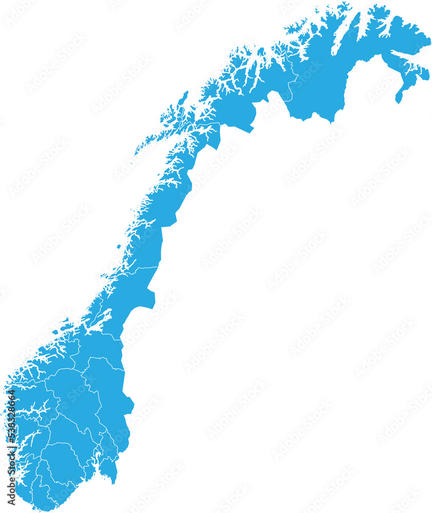 norway map. High detailed blue map of norway on transparent background ...