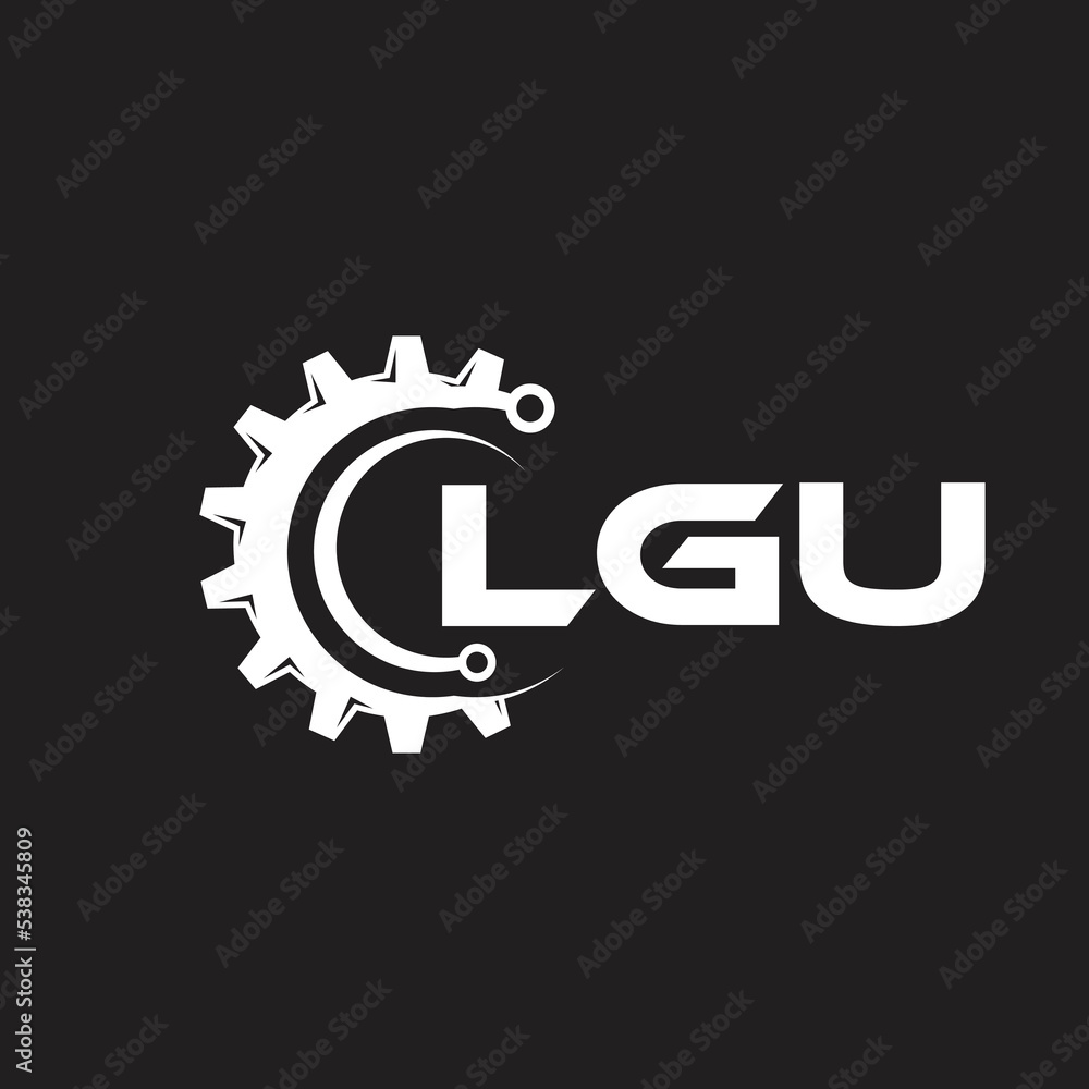 LGU letter technology logo design on black background. LGU creative ...