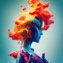 90s Young Woman Paint Splash Free Stock Photo - Public Domain Pictures
