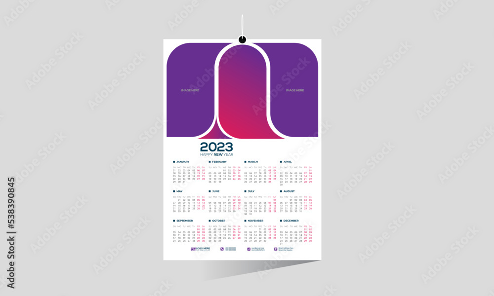 2023 wall vector calendar design Stock Vector | Adobe Stock