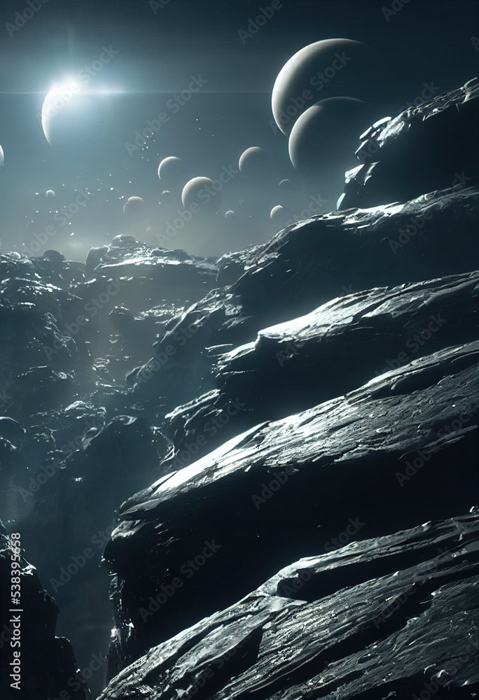 Ilustrace Alien Planet sci-fi outer space vertical wallpaper 3D ...