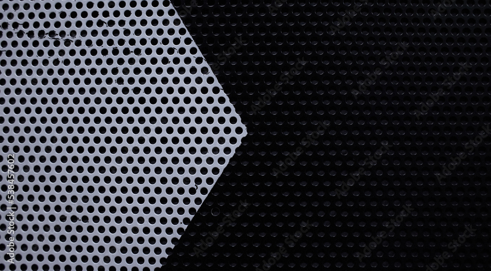Metal mesh. Pattern of perforated metal. Black and white mesh texture ...