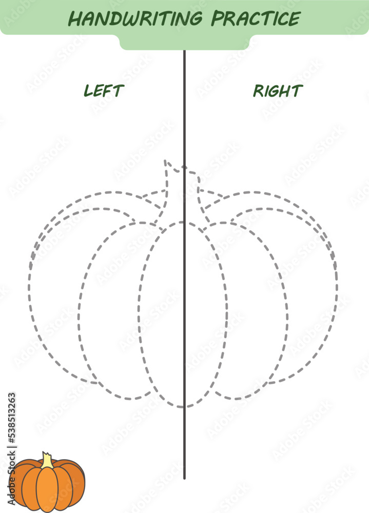 Draw and color a pumpkin. Handwriting practice sheet for both hands ...