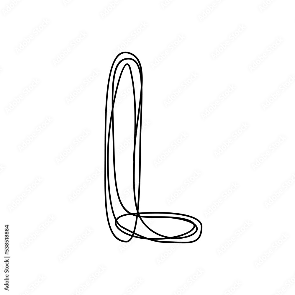 Continuous thin line letter L. vector illustration alphabet symbol with ...