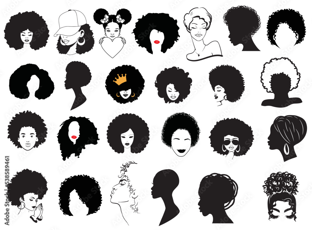 Image vectorielle Stock African Women Vector, Afro Queen SVG, Afro ...