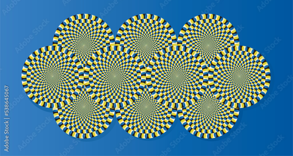 Optical illusion, classic rotating snakes. Vector illustration. Stock ...