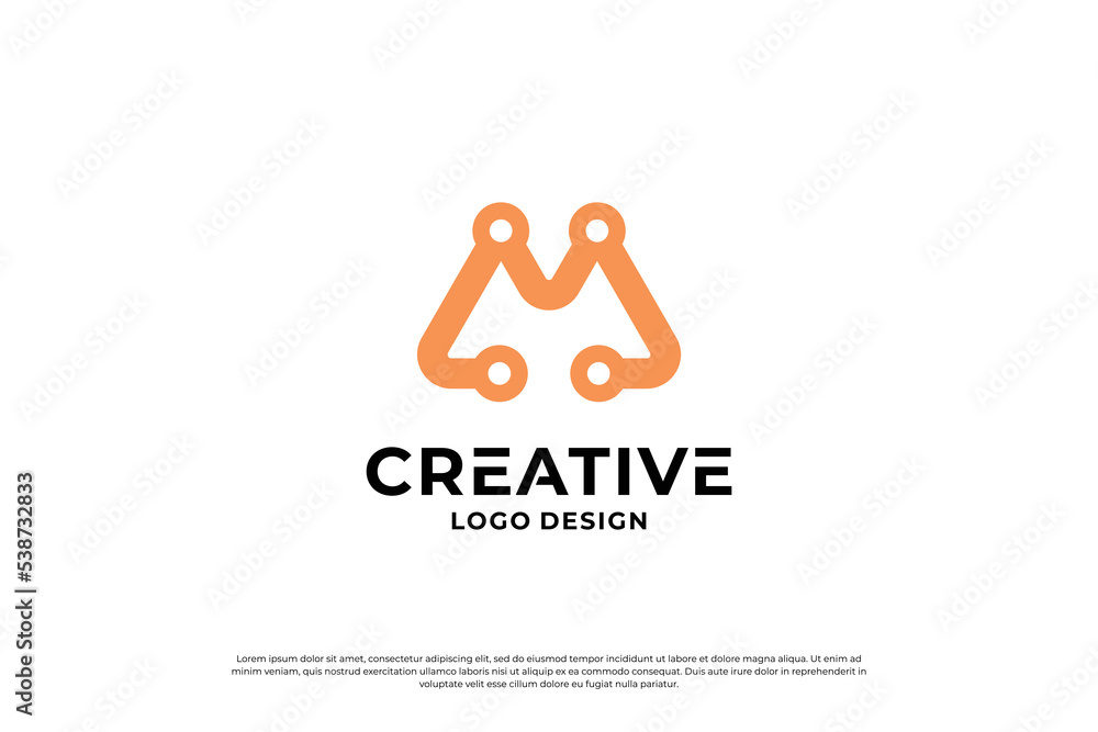 letter M logo design. Initial letters M logo mark, symbol vector. Stock ...