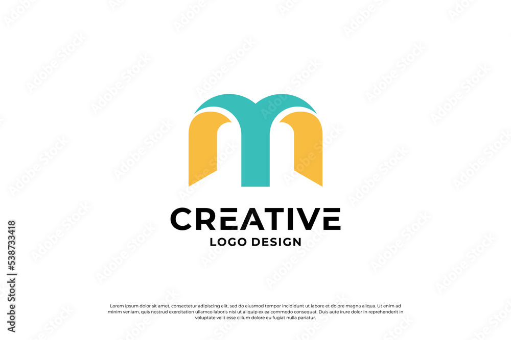 letter M logo design. Initial letters M logo mark, symbol vector. Stock ...