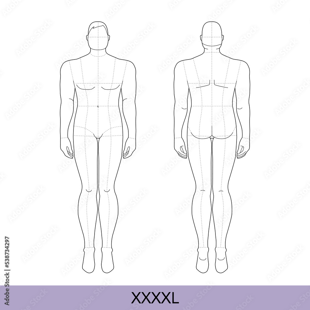 Vector de Stock Set of XXXXL Men Fashion template extra large 9 head ...