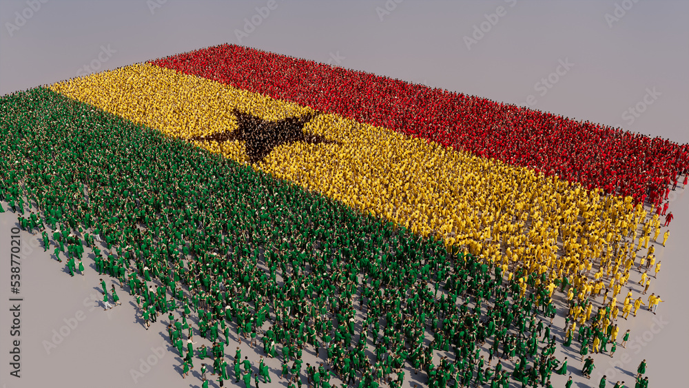 Aerial view of a Crowd of People, coming together to form the Flag of ...