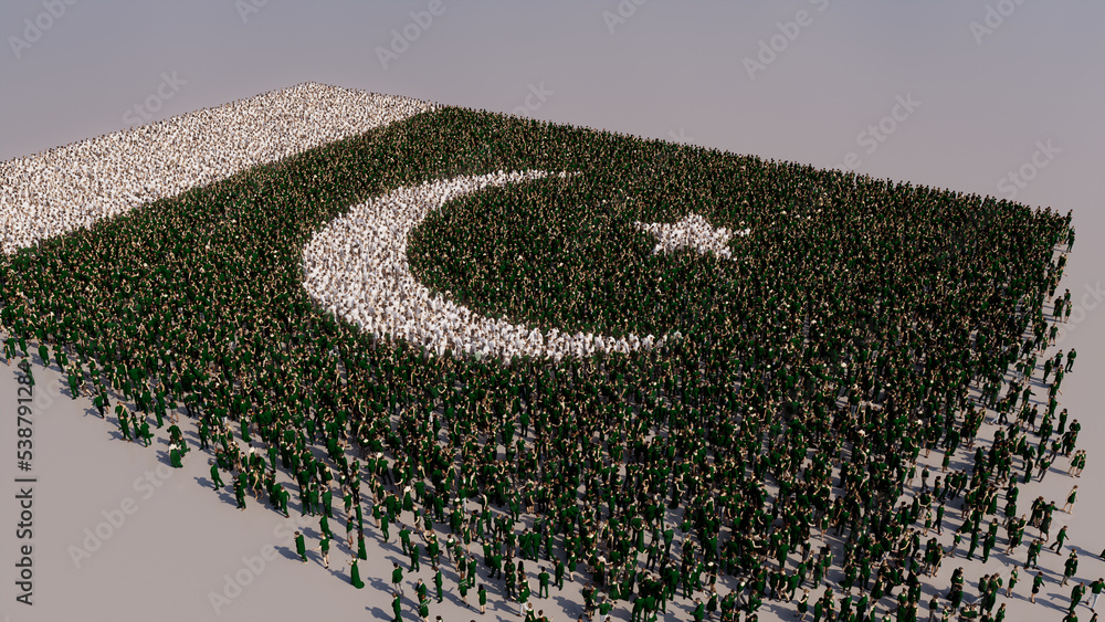 Pakistani Flag formed from a Crowd of People. Banner of Pakistan on ...
