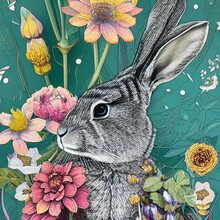 Floral Rabbit Free Stock Photo - Public Domain Pictures