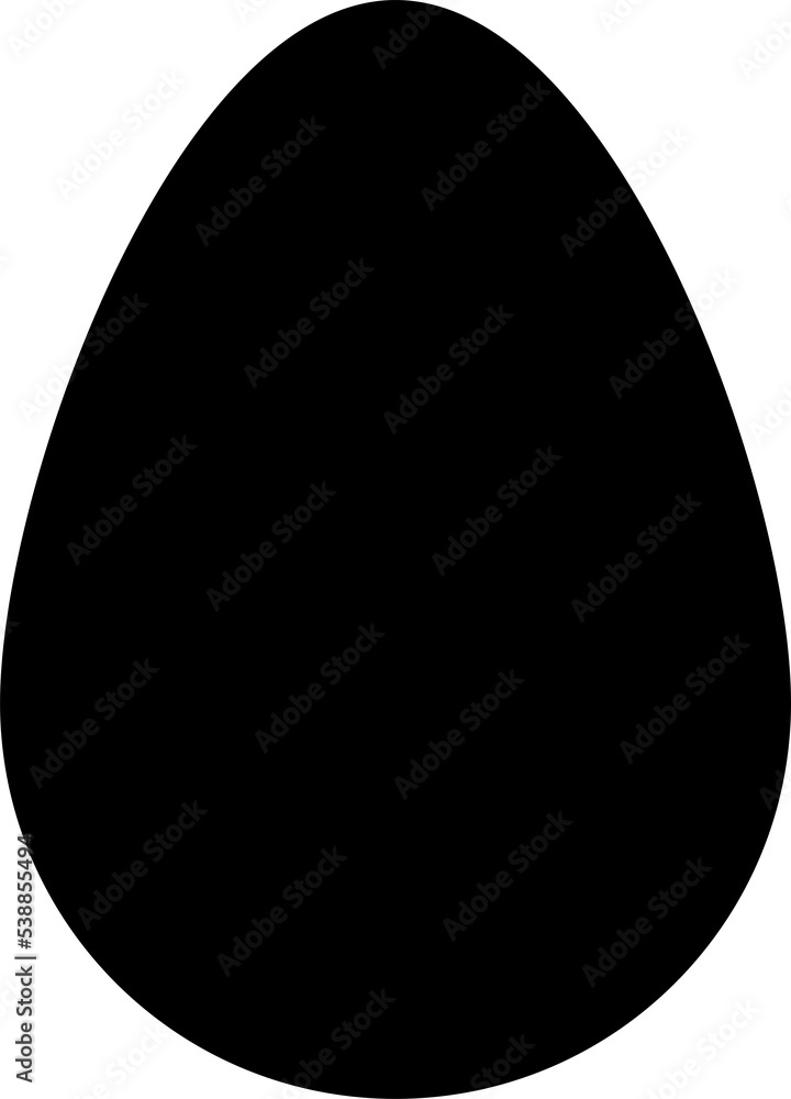 Black filled egg shape, oval design element. Isolated png illustration, transparent background ...