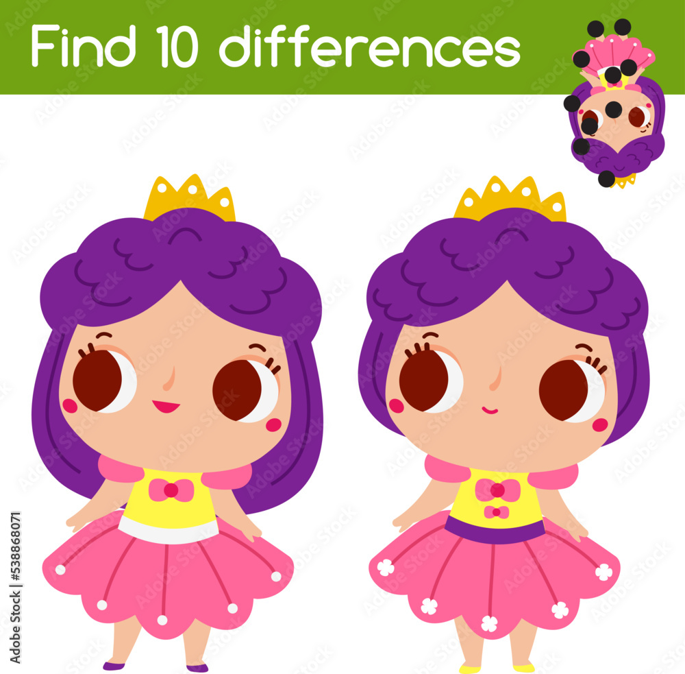 Find the differences educational children game. Kids activity with ...