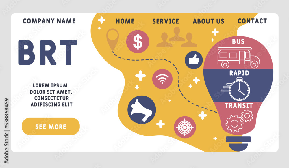 BRT - Bus Rapid Transit acronym. business concept background. vector ...