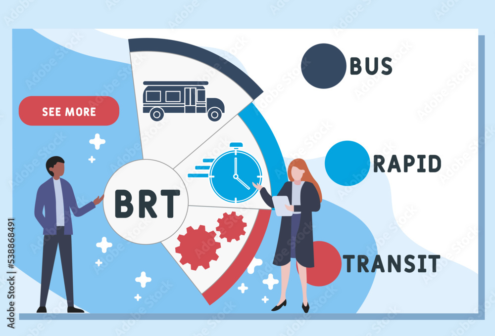 เวกเตอร์ Stock BRT - Bus Rapid Transit acronym. business concept ...