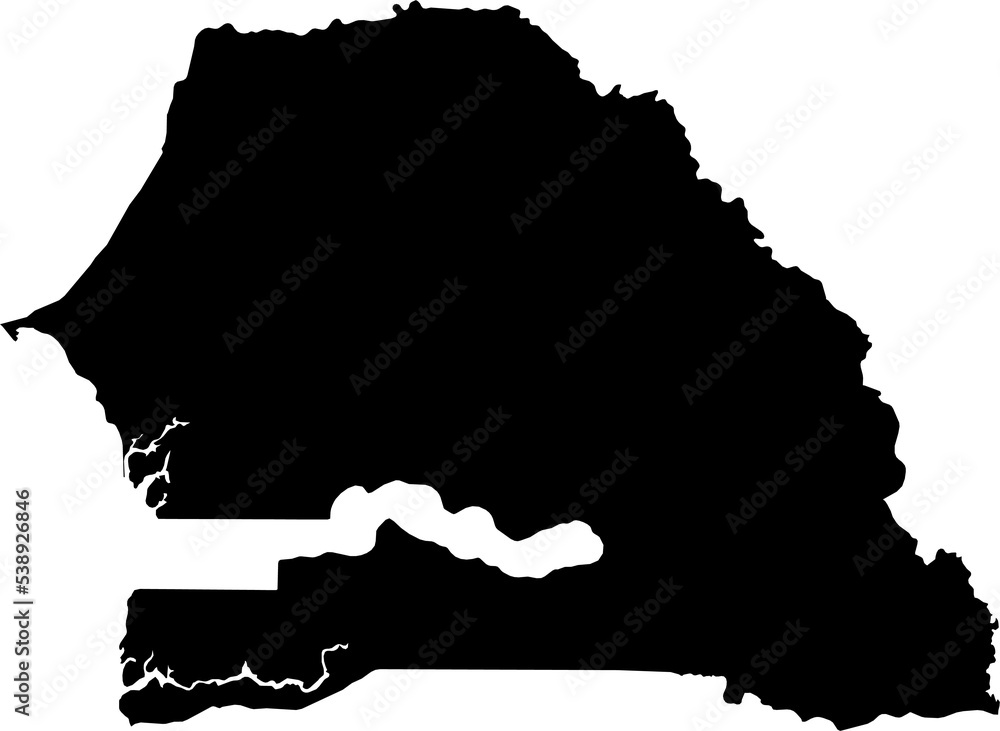Senegal Map. Senegalese Black Map Country National Detailed Boundary ...