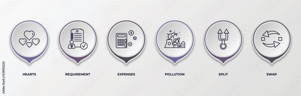 infographic template with outline icons. thin line icons such as hearts ...