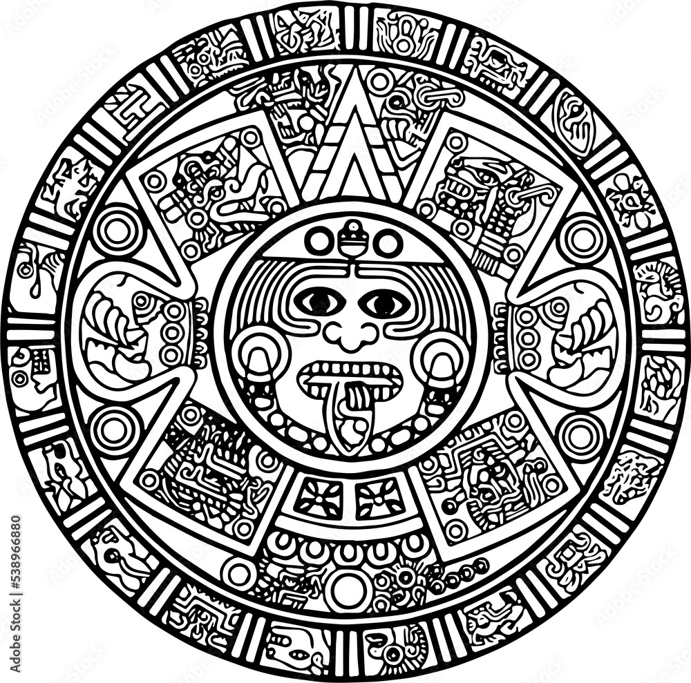 Aztec calendar high resolution Stock Illustration | Adobe Stock