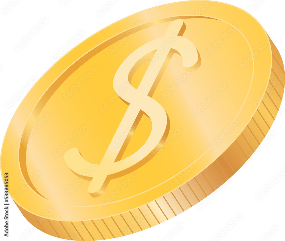 gold coin with dollar sign. isometric coin Stock Illustration | Adobe Stock