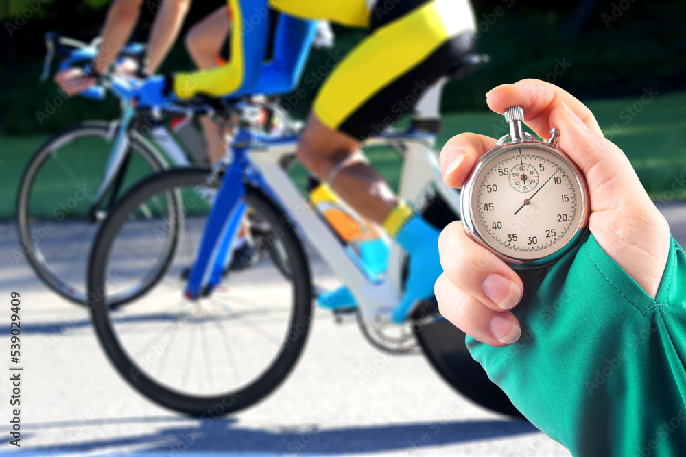 measurement of the speed of a riding cyclist at a sports distance using ...