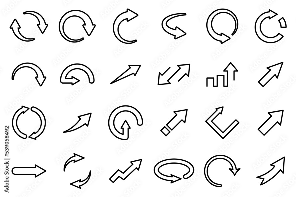 Vector de Stock Conjunto de iconos de flechas de diferentes estilos ...