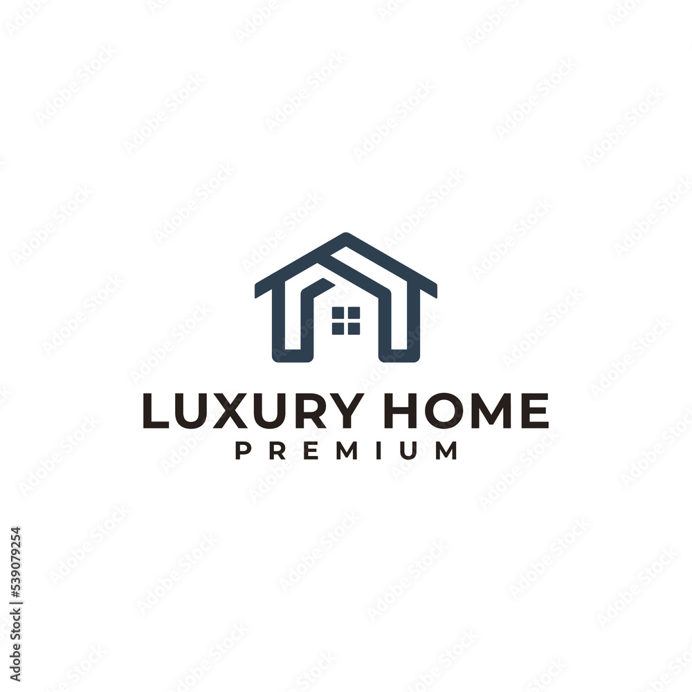 luxury home logo design vector, house line art icon logotype Stock ...