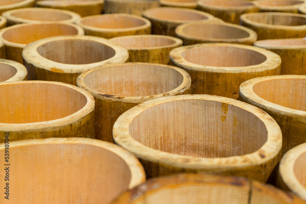 Bamboo round shape cut cross sections texture for background .Natural ...