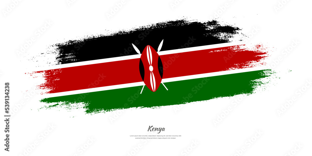 Happy Independence Day of Kenya. National flag on artistic stain brush ...