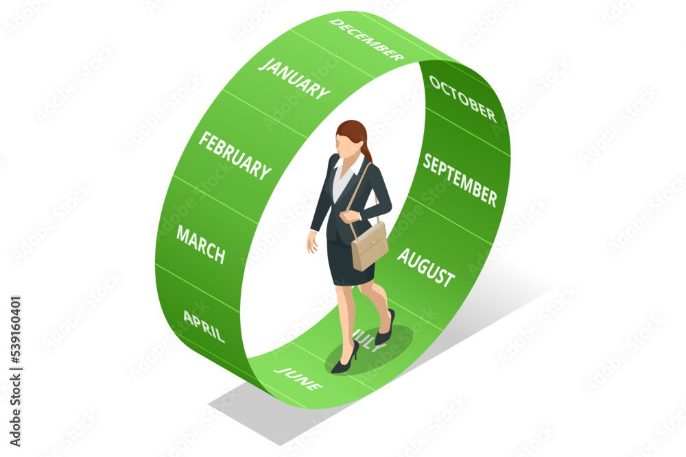 Isometric Planning schedule and calendar concept. Infographic year ...