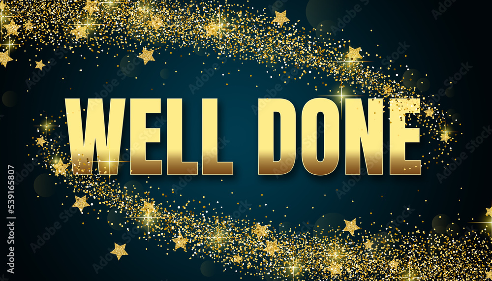 Well done in shiny golden color, stars design element and on dark background. Stock Illustration ...