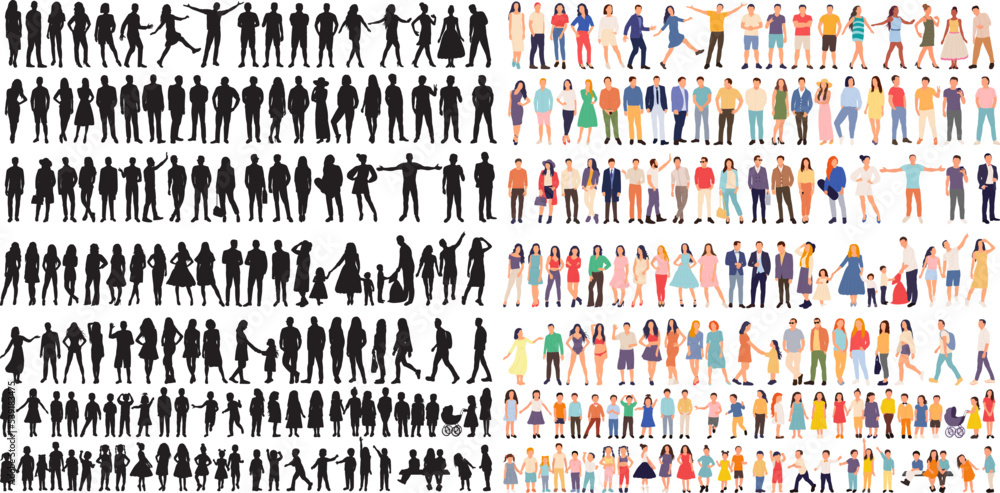 collection of people silhouette design isolated vector Stock Vector ...