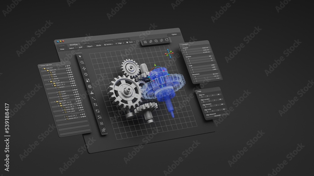 Engineering designer design 3D CAD software program Industrial engine ...