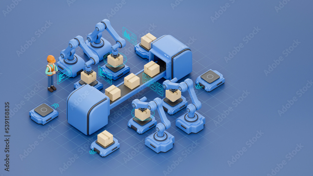 Smart industry production factory warehouse logistic and transport ...