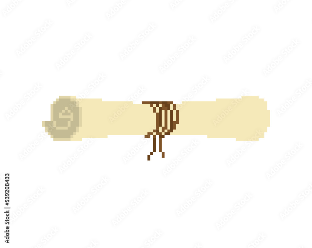 Scroll old Pixel art. 8 bit paper roll. pixelated Vector illustration ...