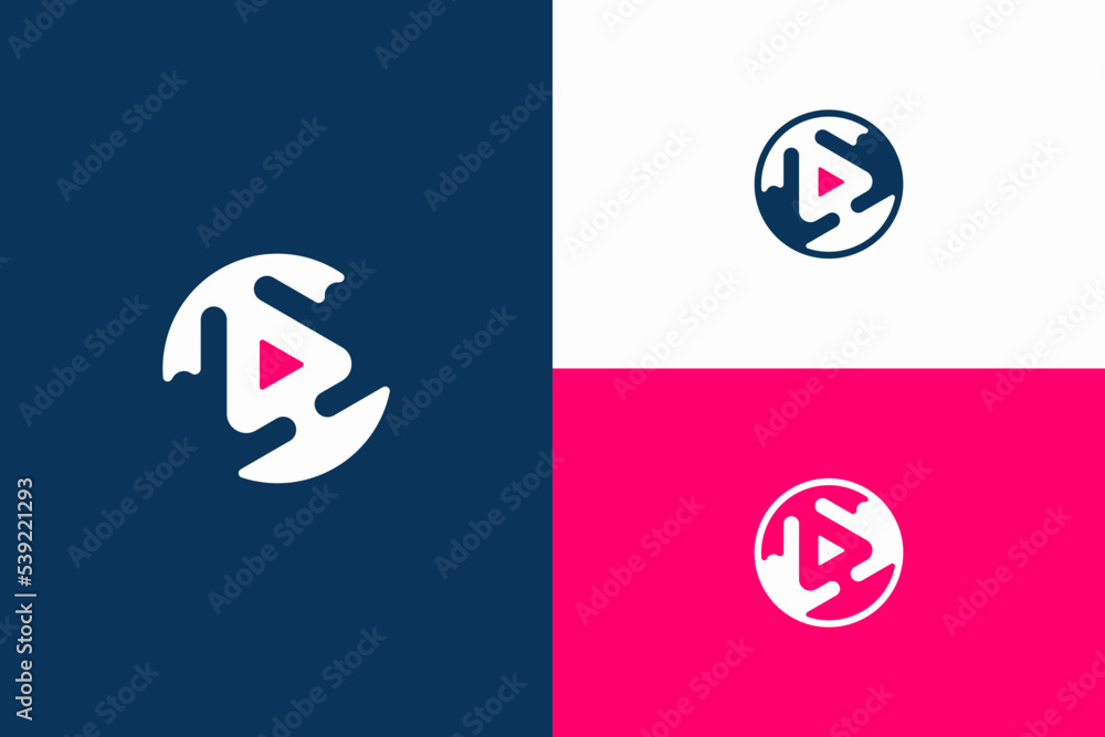play button shape logo by hand Stock Vector | Adobe Stock