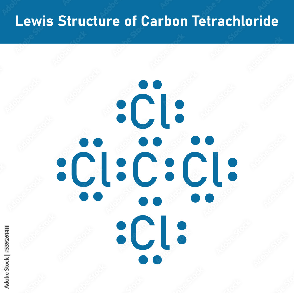 Lewis dot structure of carbon Tetrachloride (CCl4). Scientific vector ...