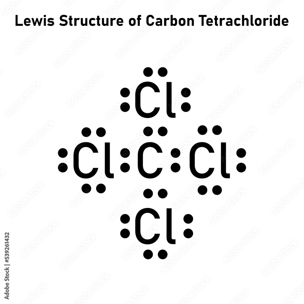 Lewis dot structure of carbon Tetrachloride (CCl4). Scientific vector ...